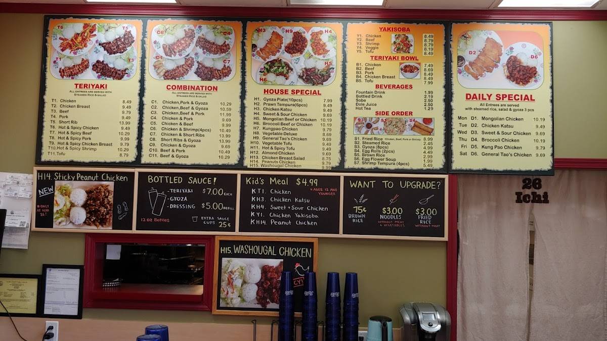 Menu at Ichi Teriyaki 26 restaurant, Washougal
