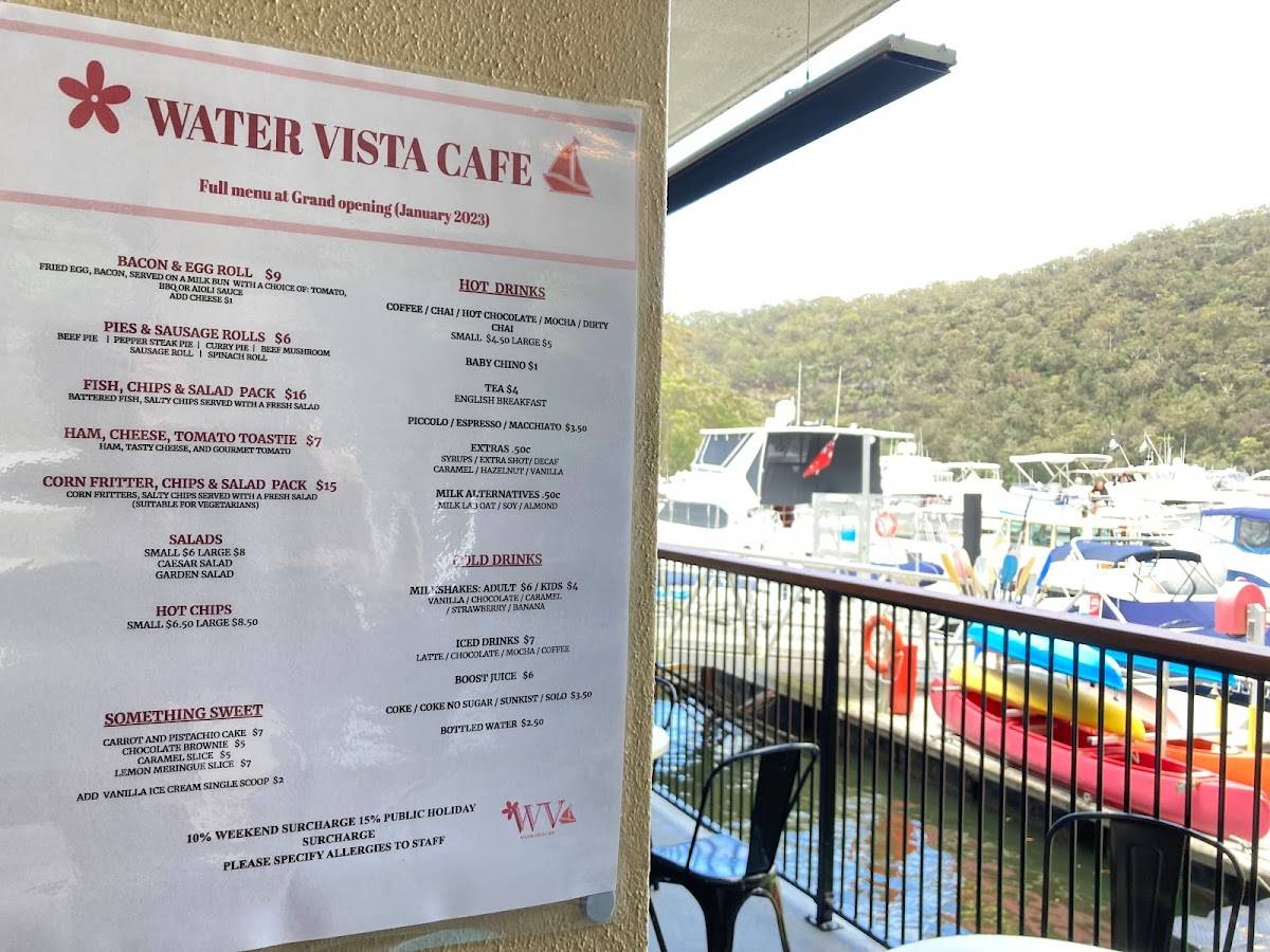 Menu at Water Vista Cafe, Berowra Waters