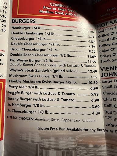 Menu at Wayne's Drive-In fast food, Cedarburg