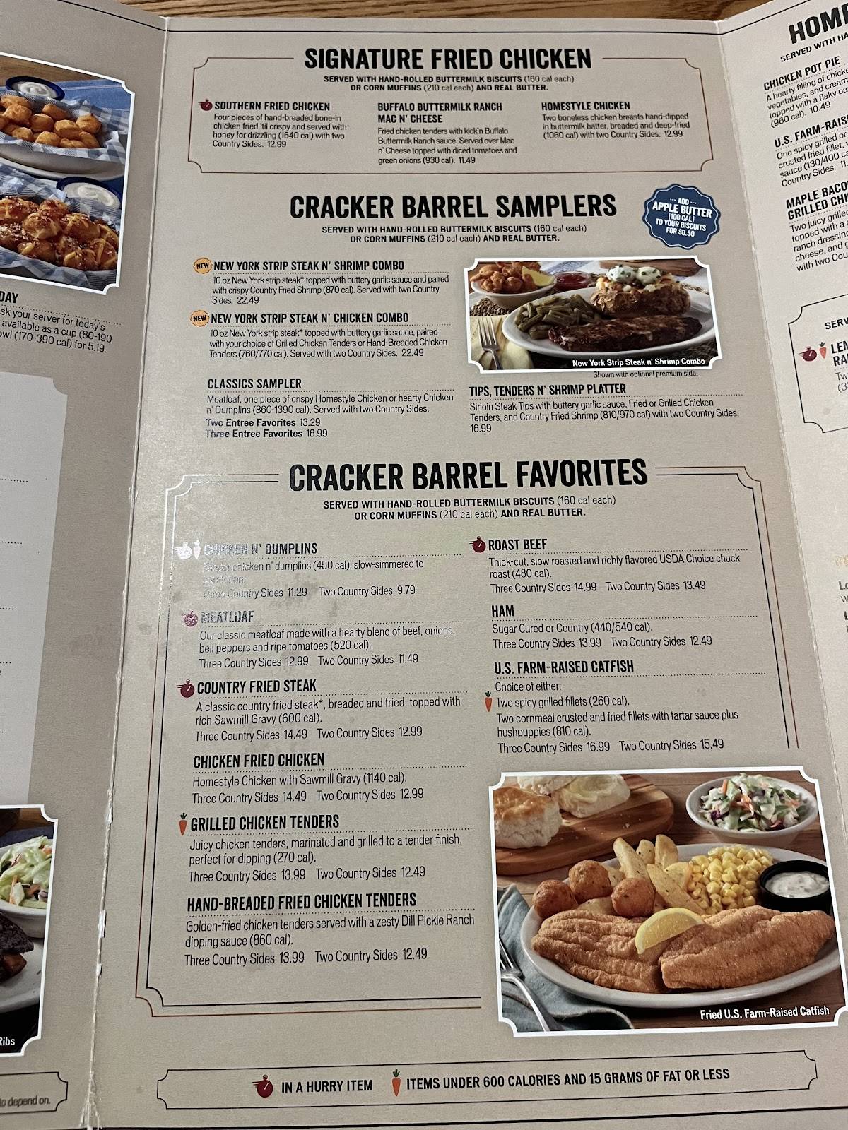 Menu at Cracker Barrel Old Country Store, Waynesboro