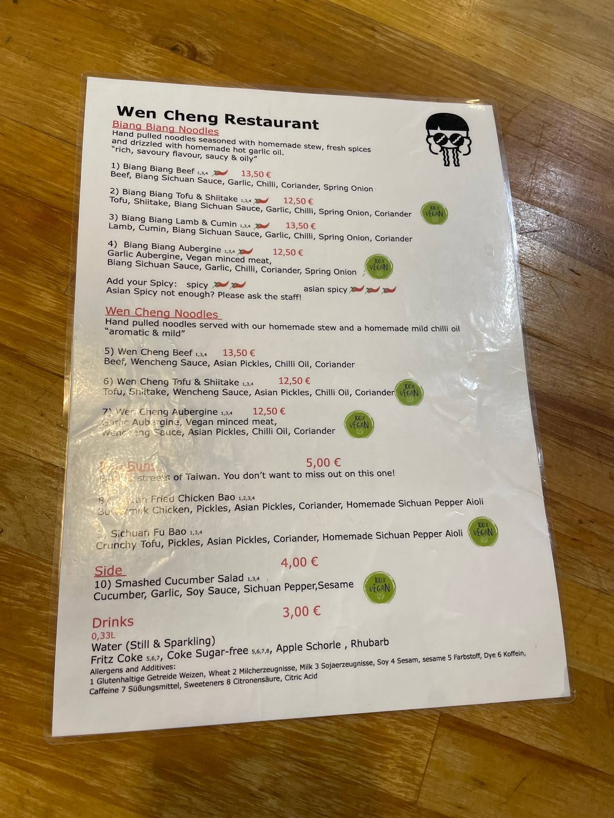 Speisekarte von Wen Cheng 1 restaurant, Berlin, Schönhauser Allee 65