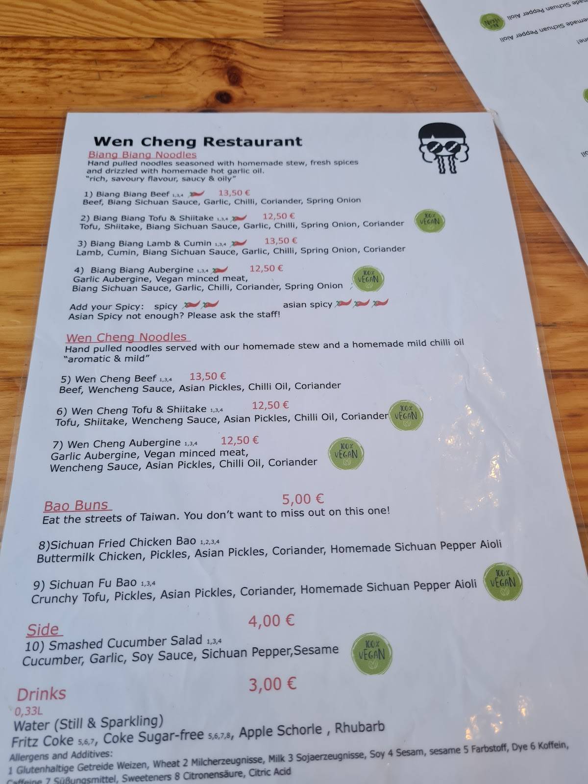 Speisekarte von Wen Cheng 1 restaurant, Berlin, Schönhauser Allee 65