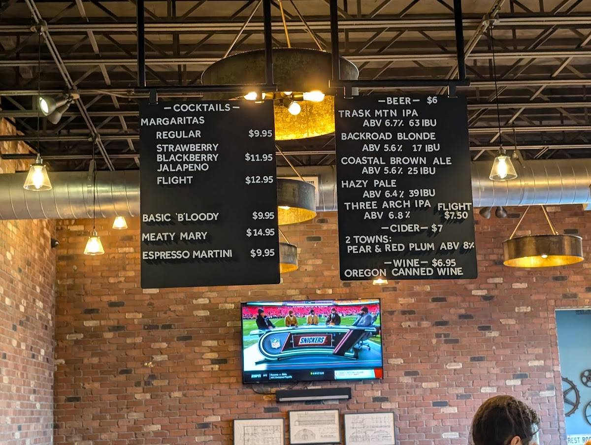 Menu at Werner Beef & Brew restaurant, Tillamook