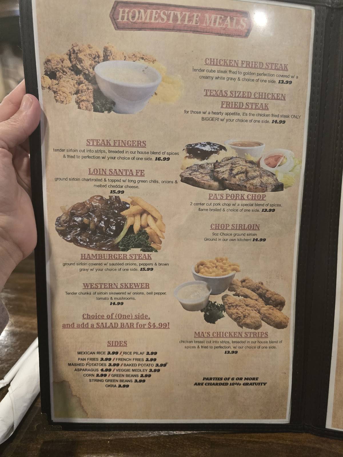 Menu at Western Grill Steak House steakhouse, Andrews