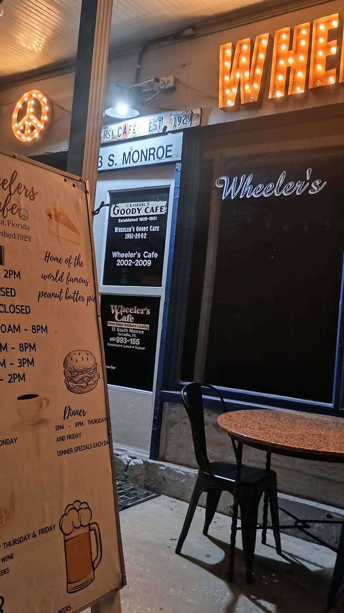 Menu at Wheeler's Cafe Inc., Arcadia