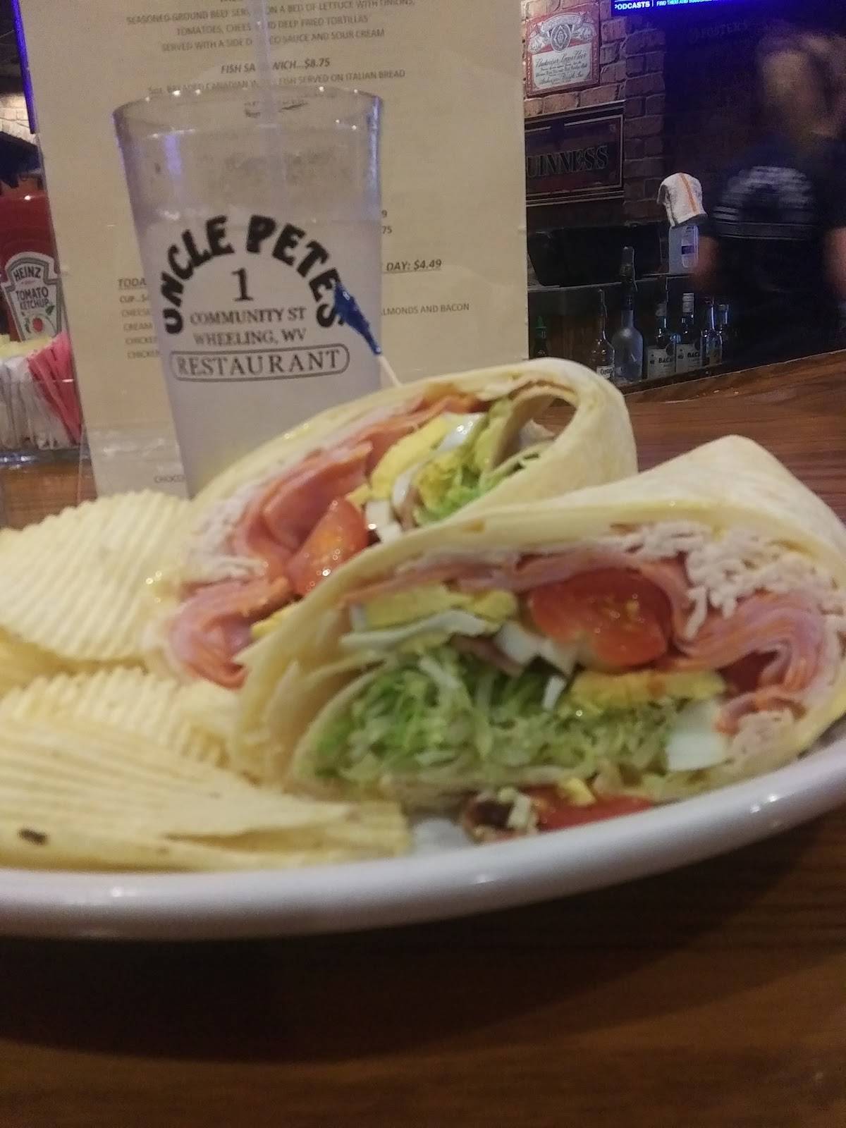 Menu at Uncle Pete's restaurant, Wheeling, 1 Community St