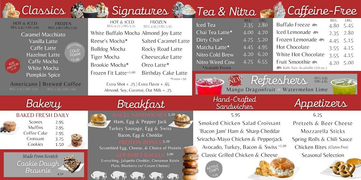 Menu at White Buffalo Coffee Bar, Elk City