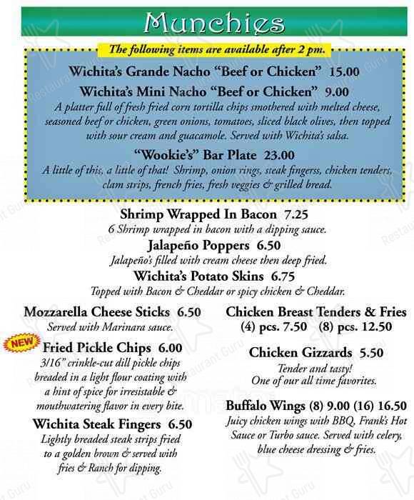 Menu at Wichita Pub, Clackamas