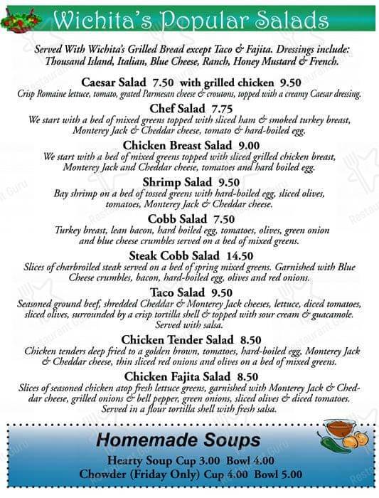 Menu at Wichita Pub, Clackamas