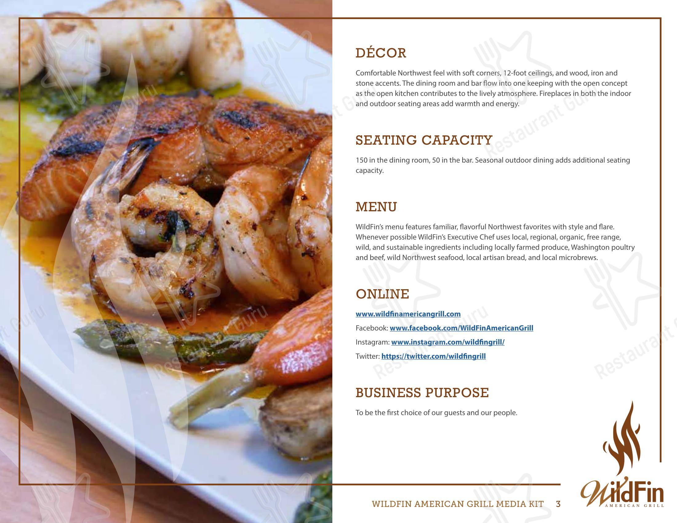 Menu at WildFin American Grill - Beaverton pub & bar, Beaverton