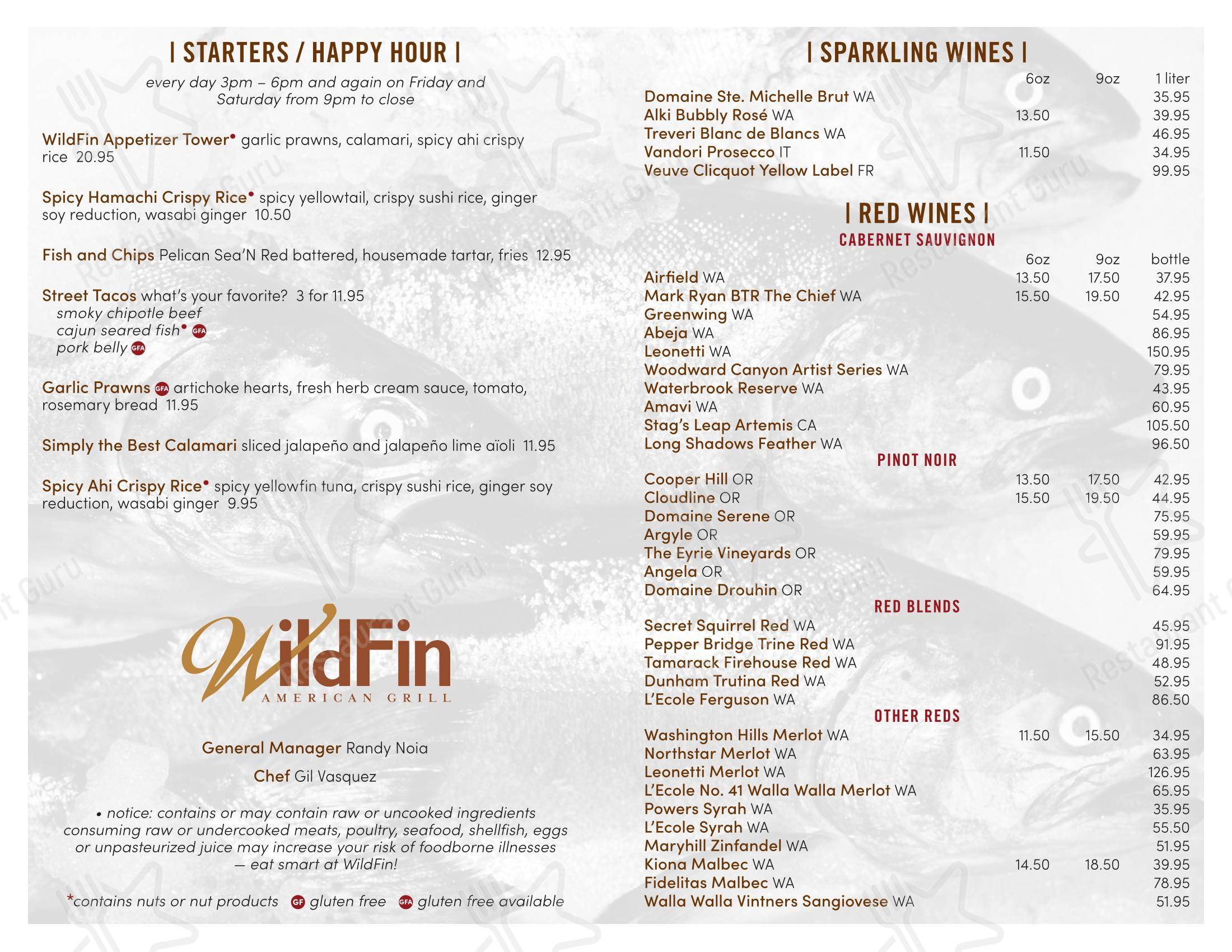 Menu at WildFin American Grill - Beaverton pub & bar, Beaverton