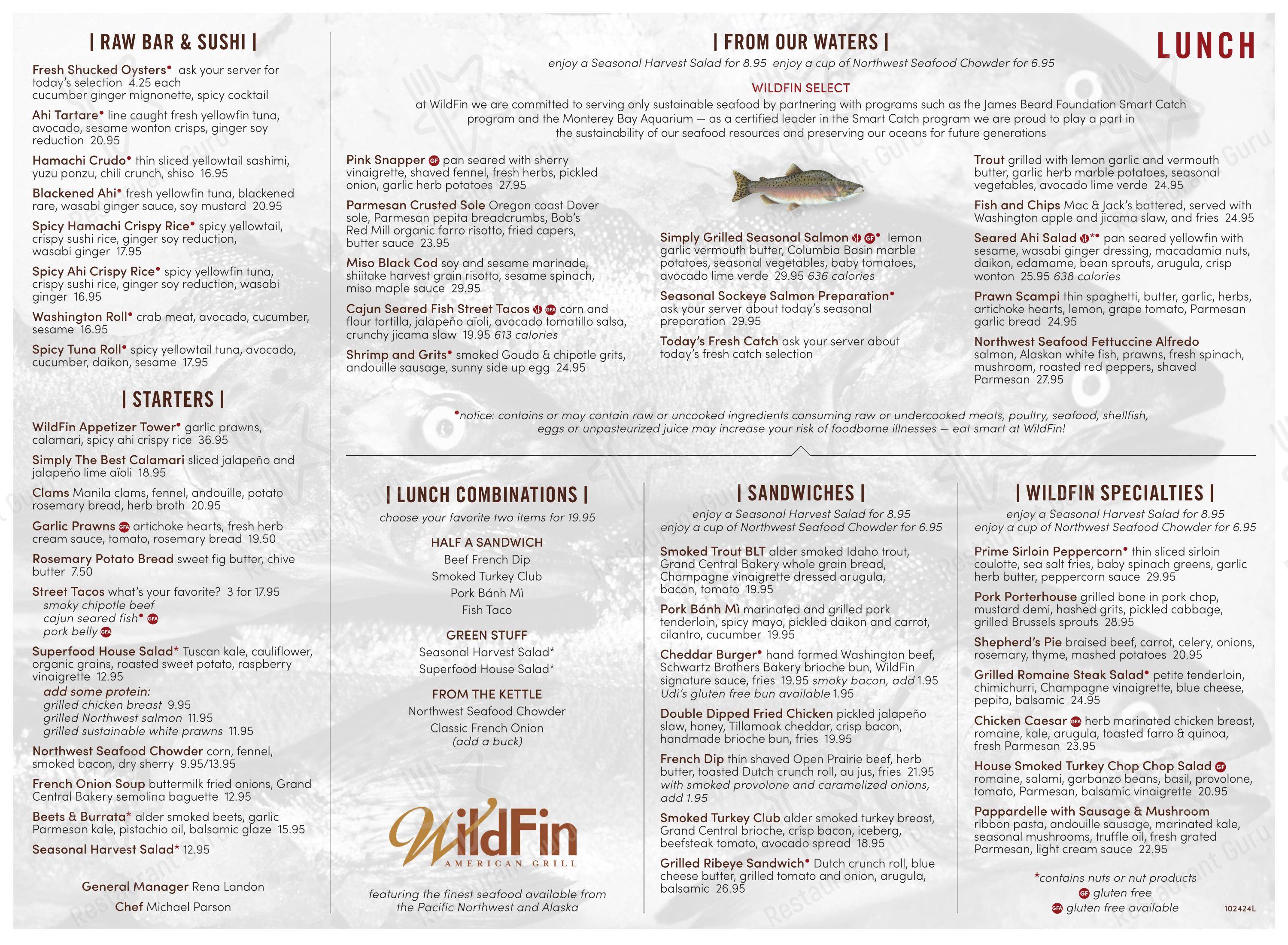 Menu at WildFin American Grill - Beaverton pub & bar, Beaverton
