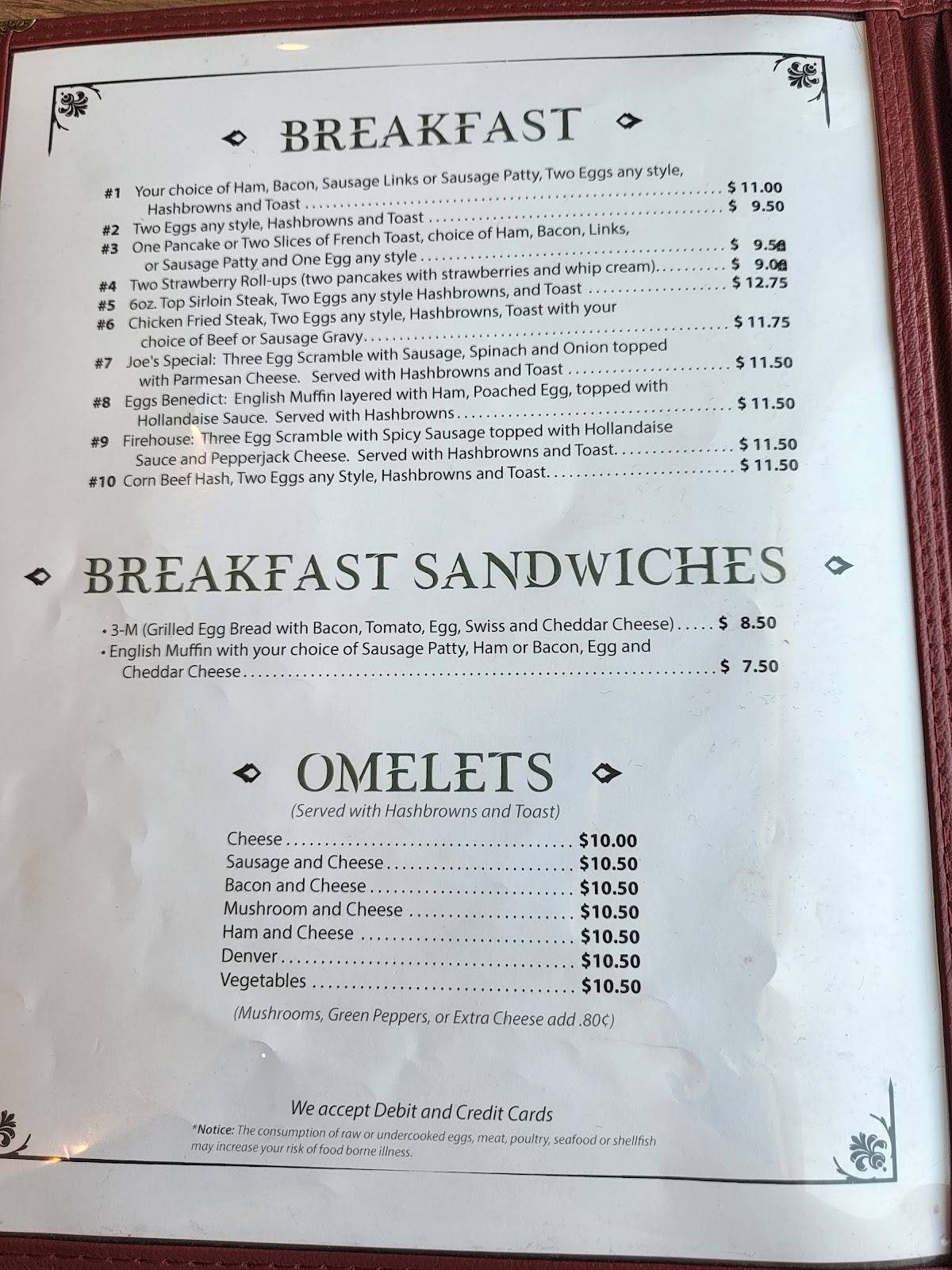 Menu at Willow & Jim's Country Cafe, Silvana
