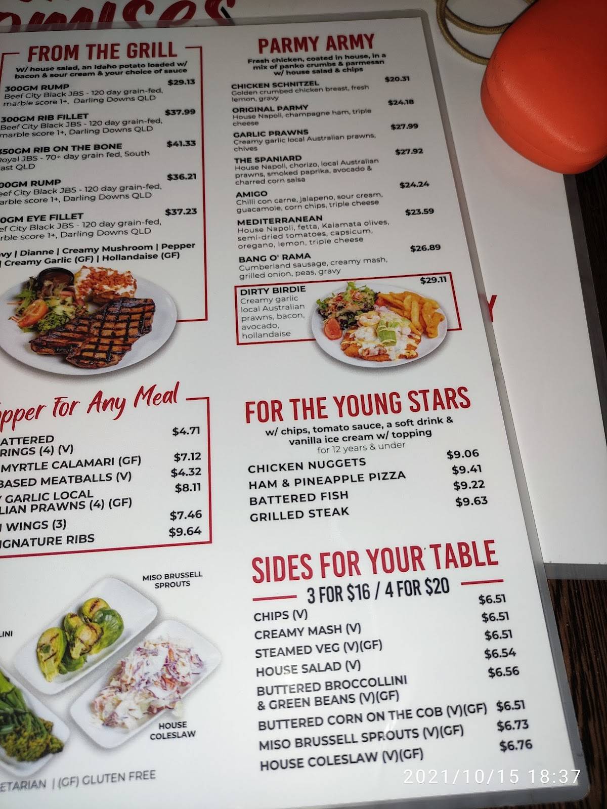 Menu at Windaroo Tavern restaurant, Windaroo, 159-163 Beaudesert ...