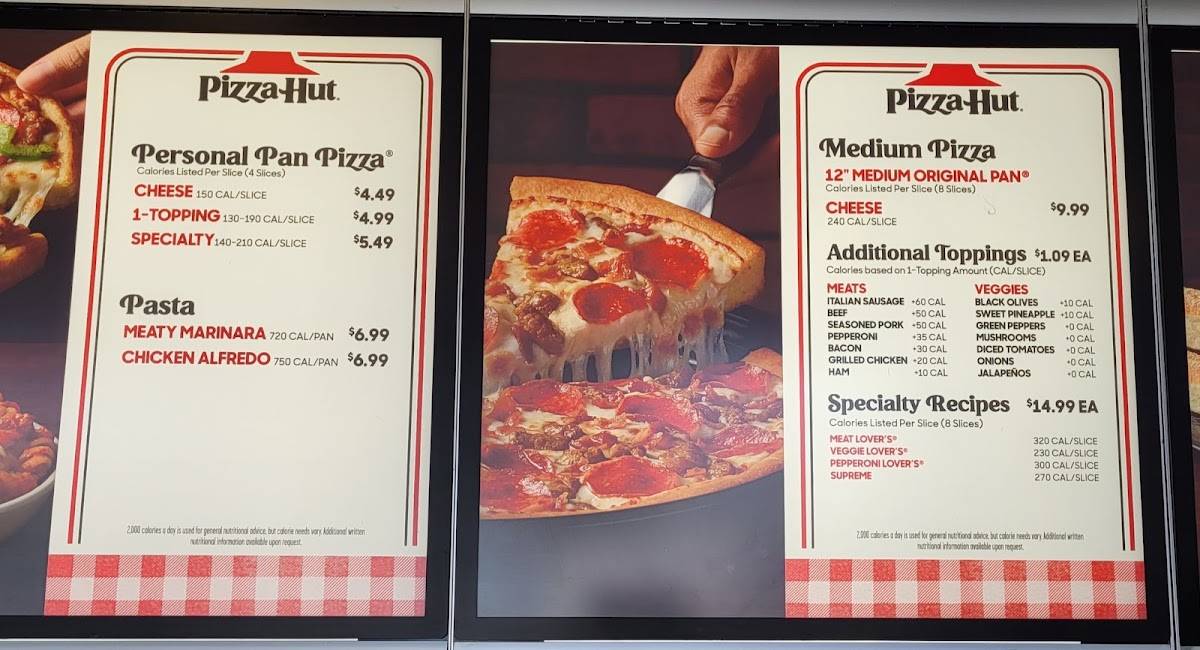 Menu at Pizza Hut Express restaurant, Window Rock, State Highway 264 ...