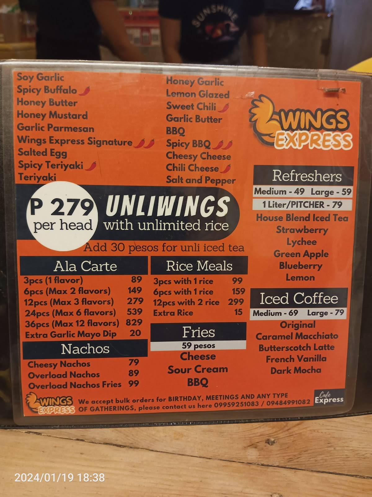 Menu at Wings Express restaurant, Taguig