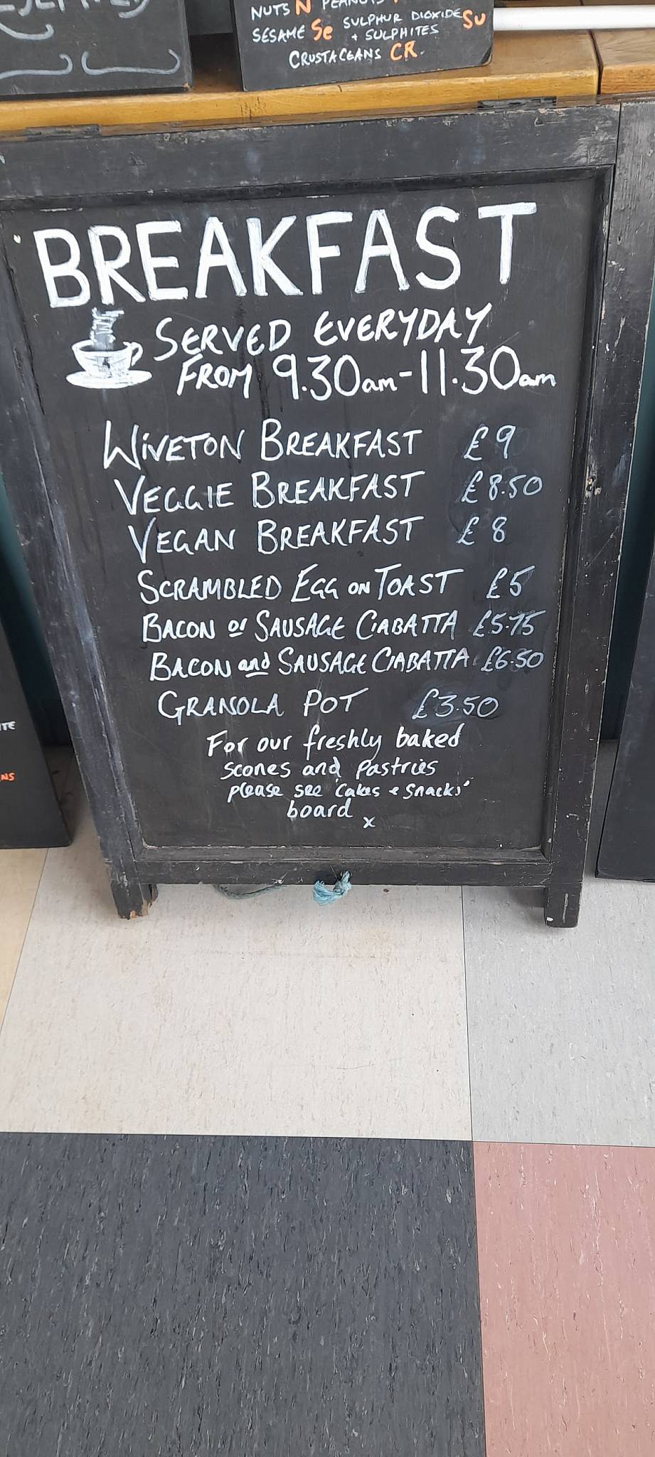 Menu at Wiveton Hall cafe, Holt