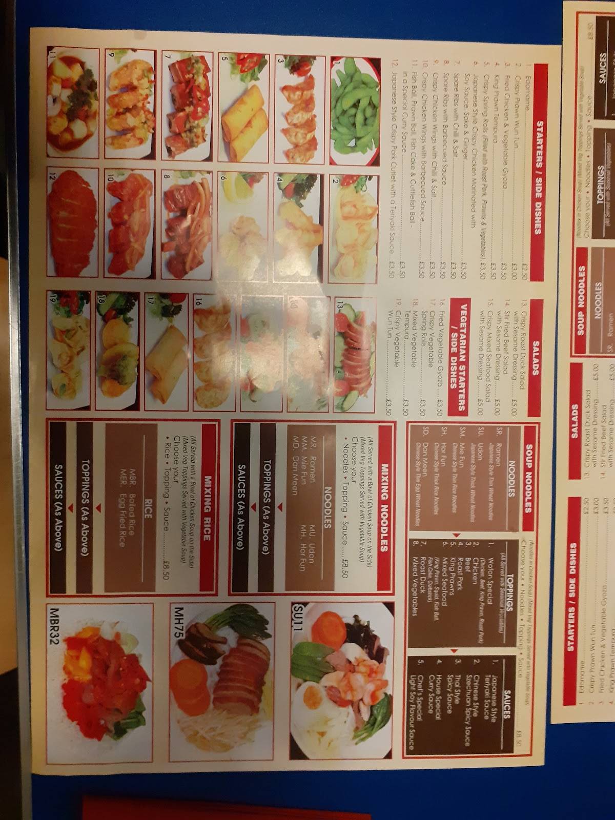 Menu at Wofon restaurant, Royal Leamington Spa