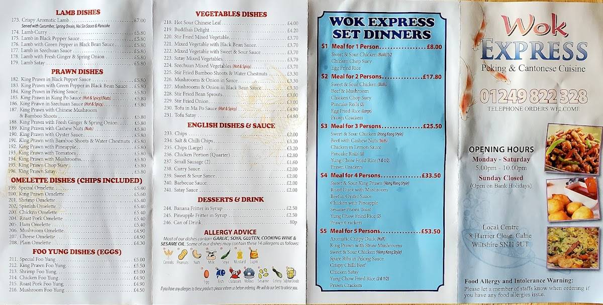 Menu at Wok Express restaurant, Calne