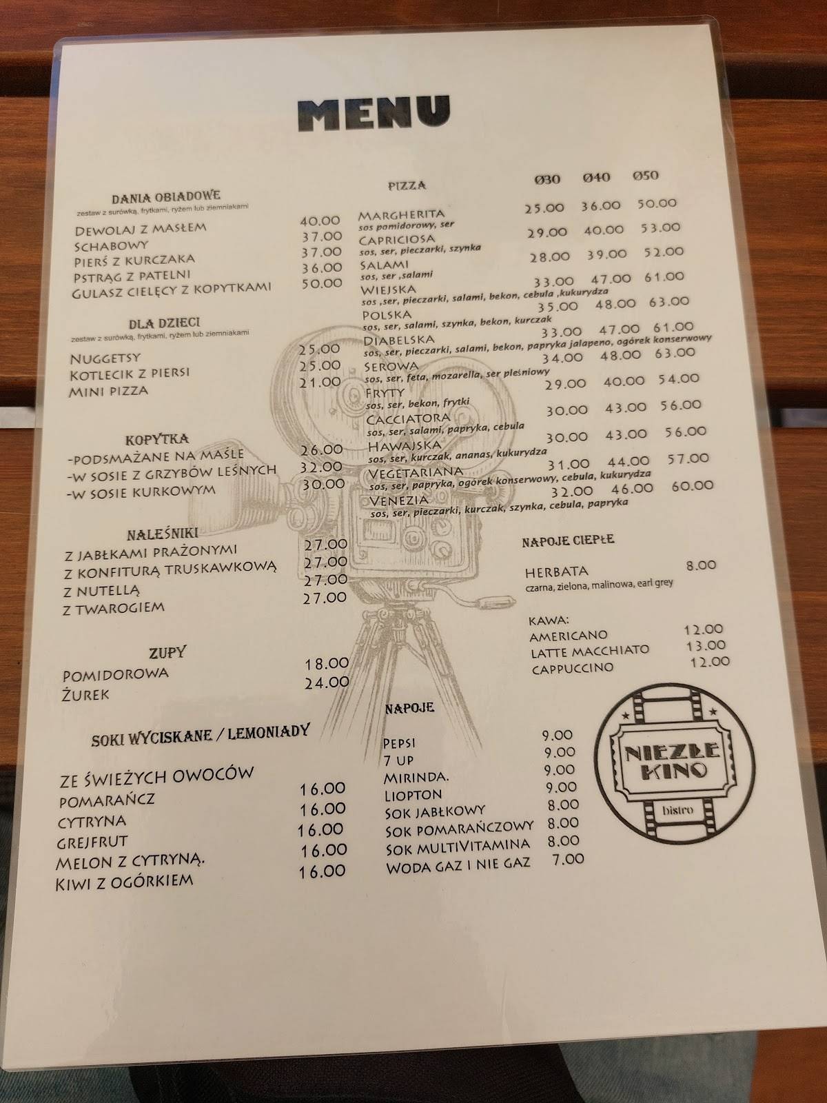 Menu at Wok House restaurant, Gdynia
