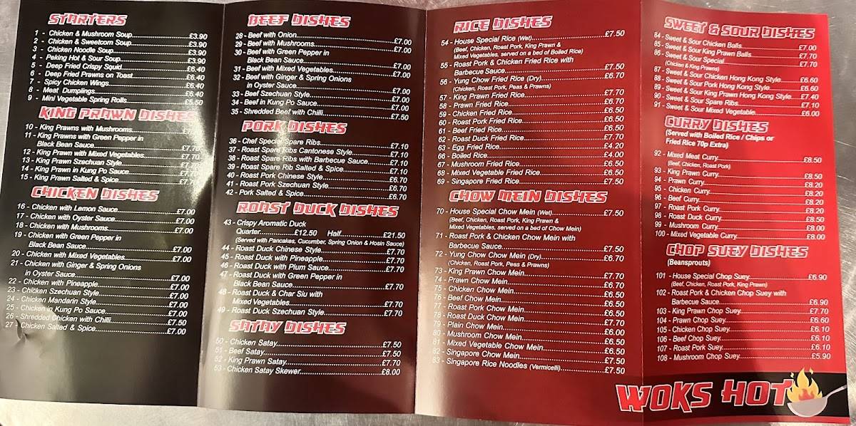 Menu at Woks Hot fast food, Hedge End