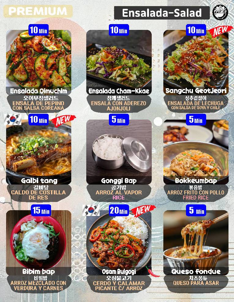 Carta de Won Korean BBQ & Grill, Monterrey, plaza kune