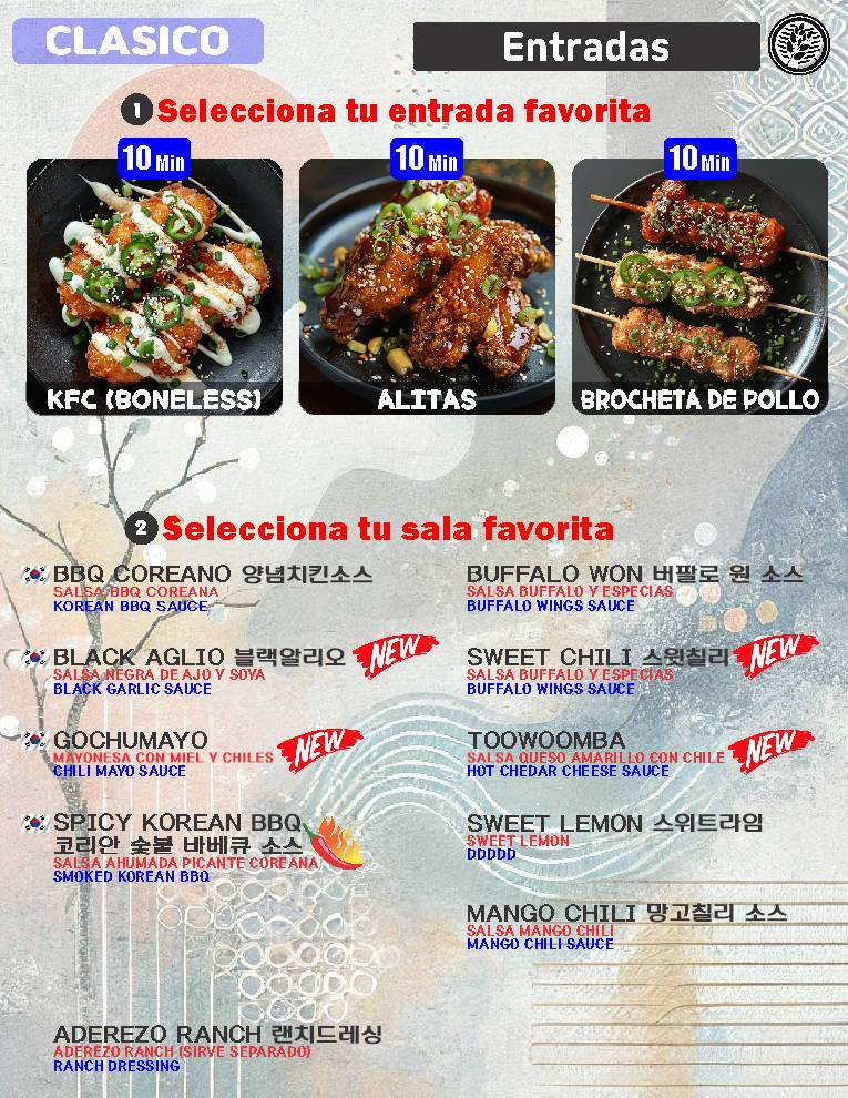 Carta de Won Korean BBQ & Grill, Monterrey, plaza kune