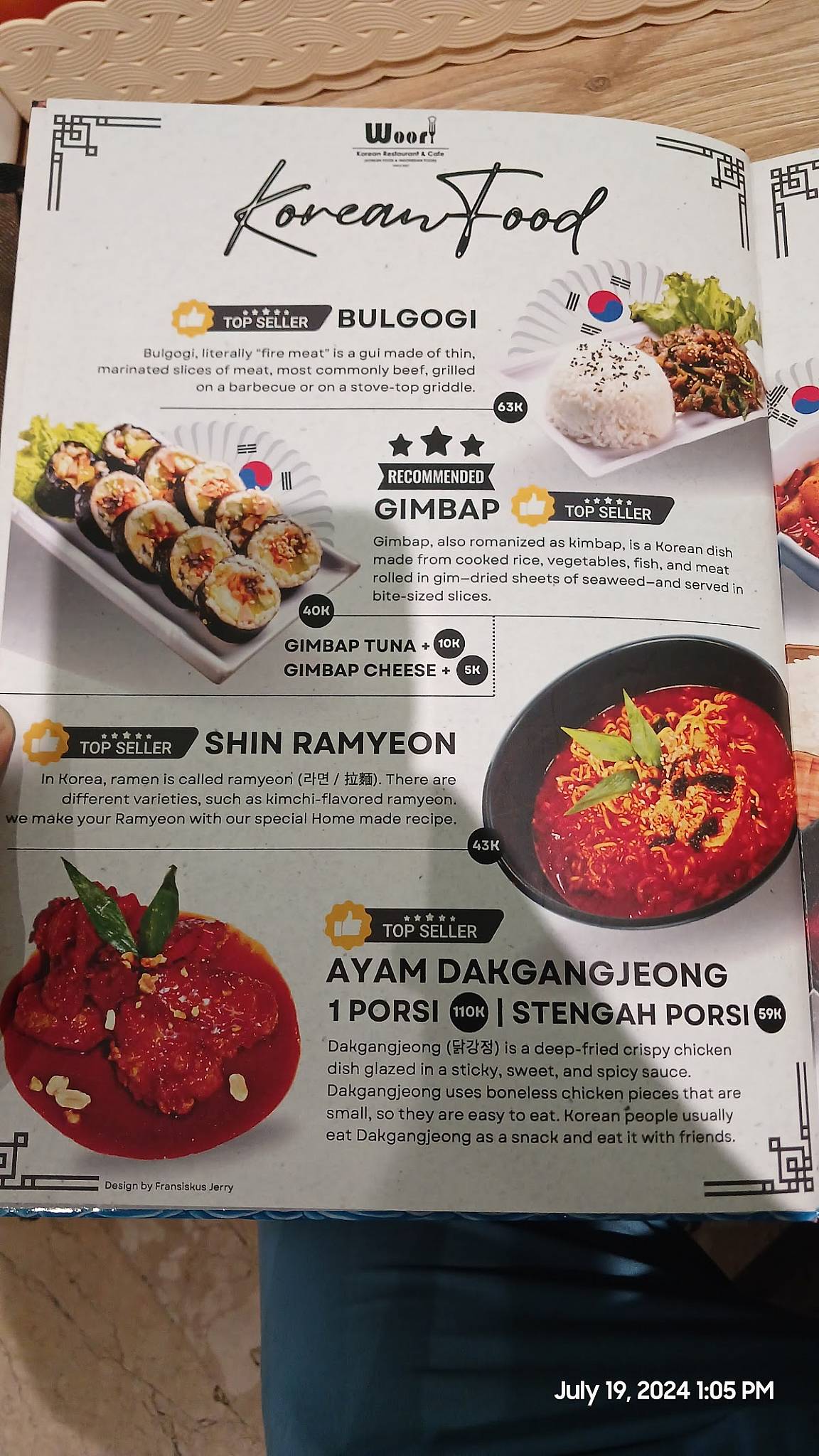 Menu at Woori Korean Restaurant & Cafe (Korean Food, Kimchi, Gimbab ...