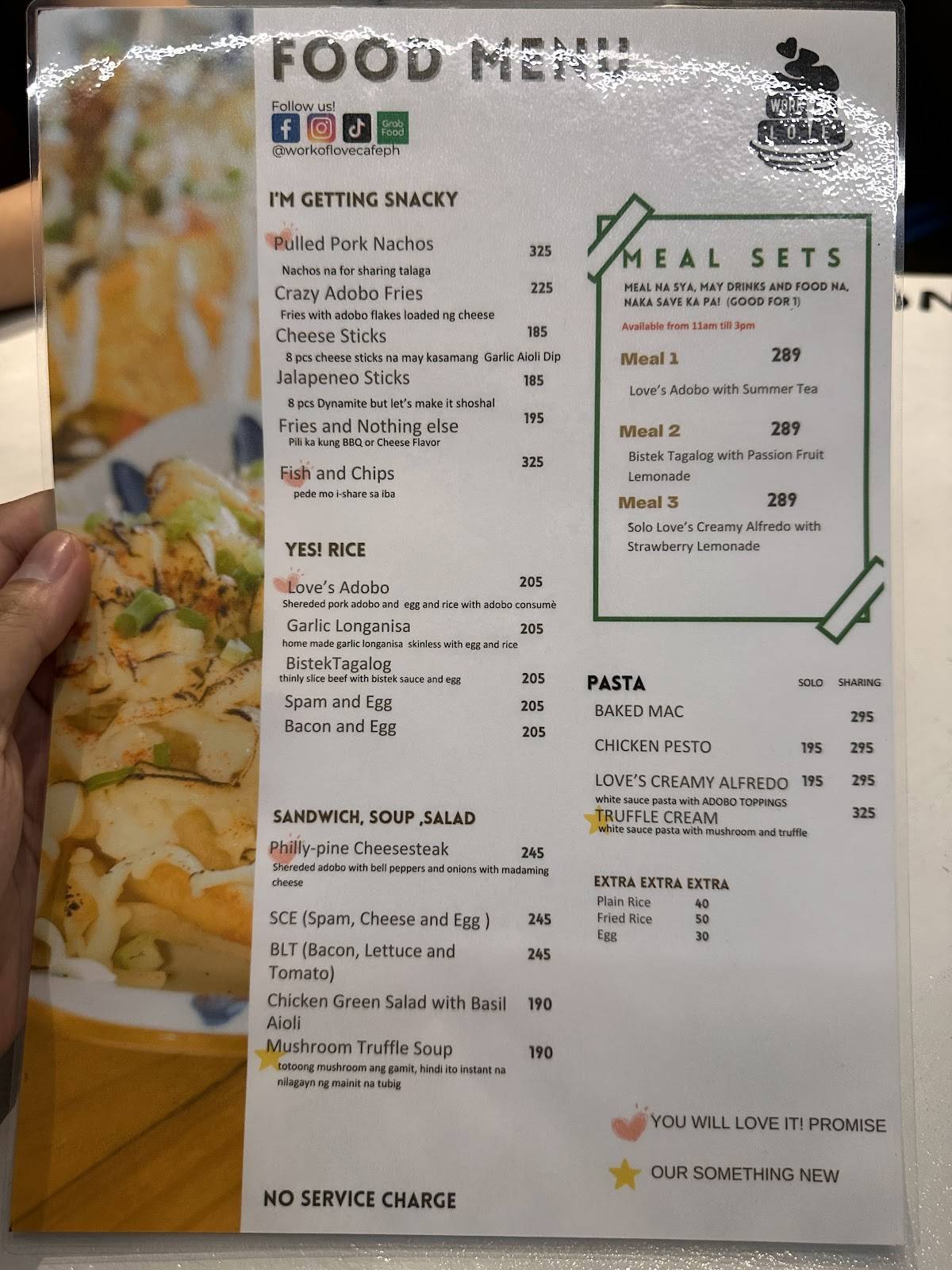 Menu at Work of Love Cafe, Pasig