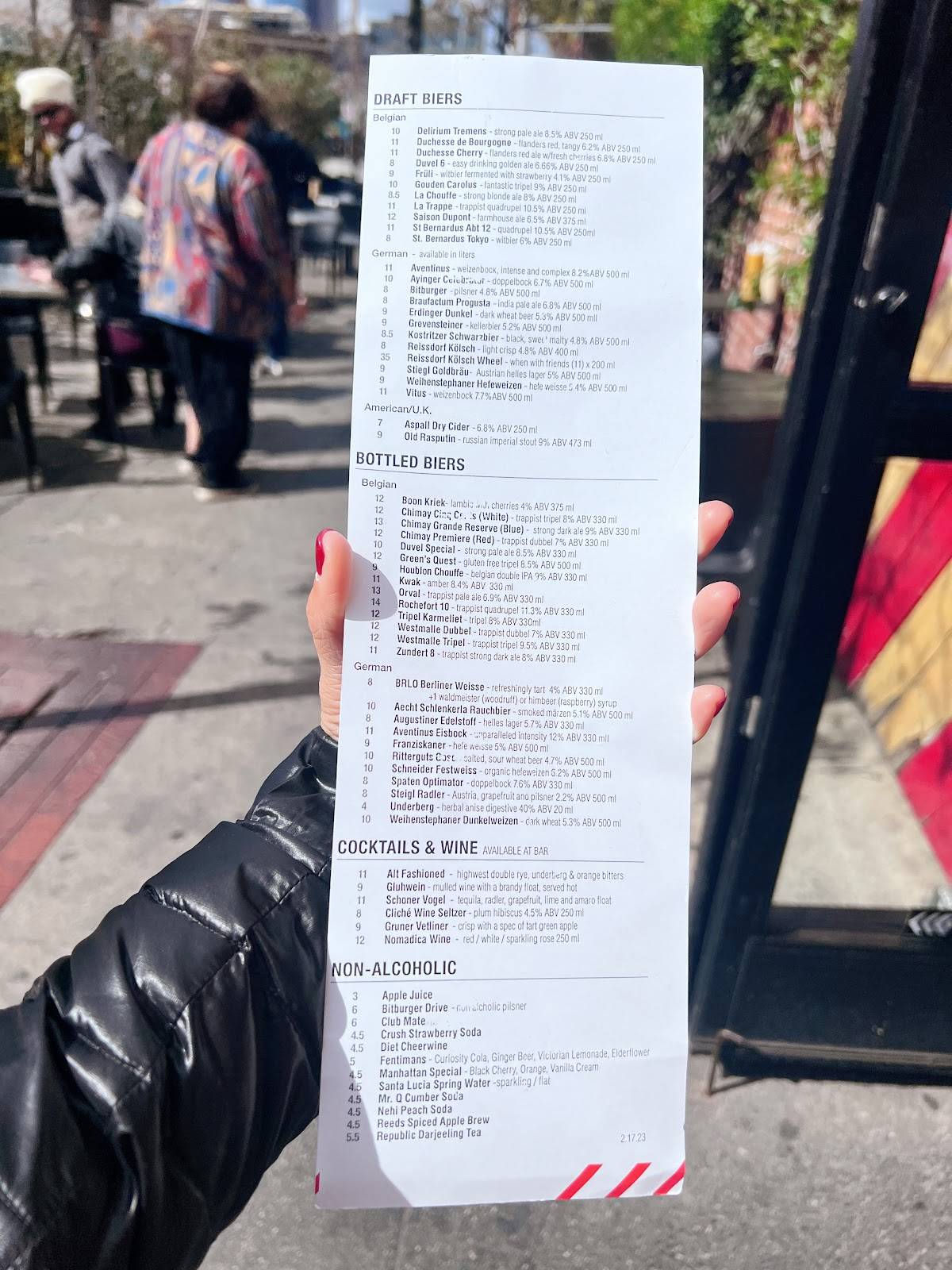 Menu at Wurstküche restaurant, Los Angeles, 800 E 3rd St
