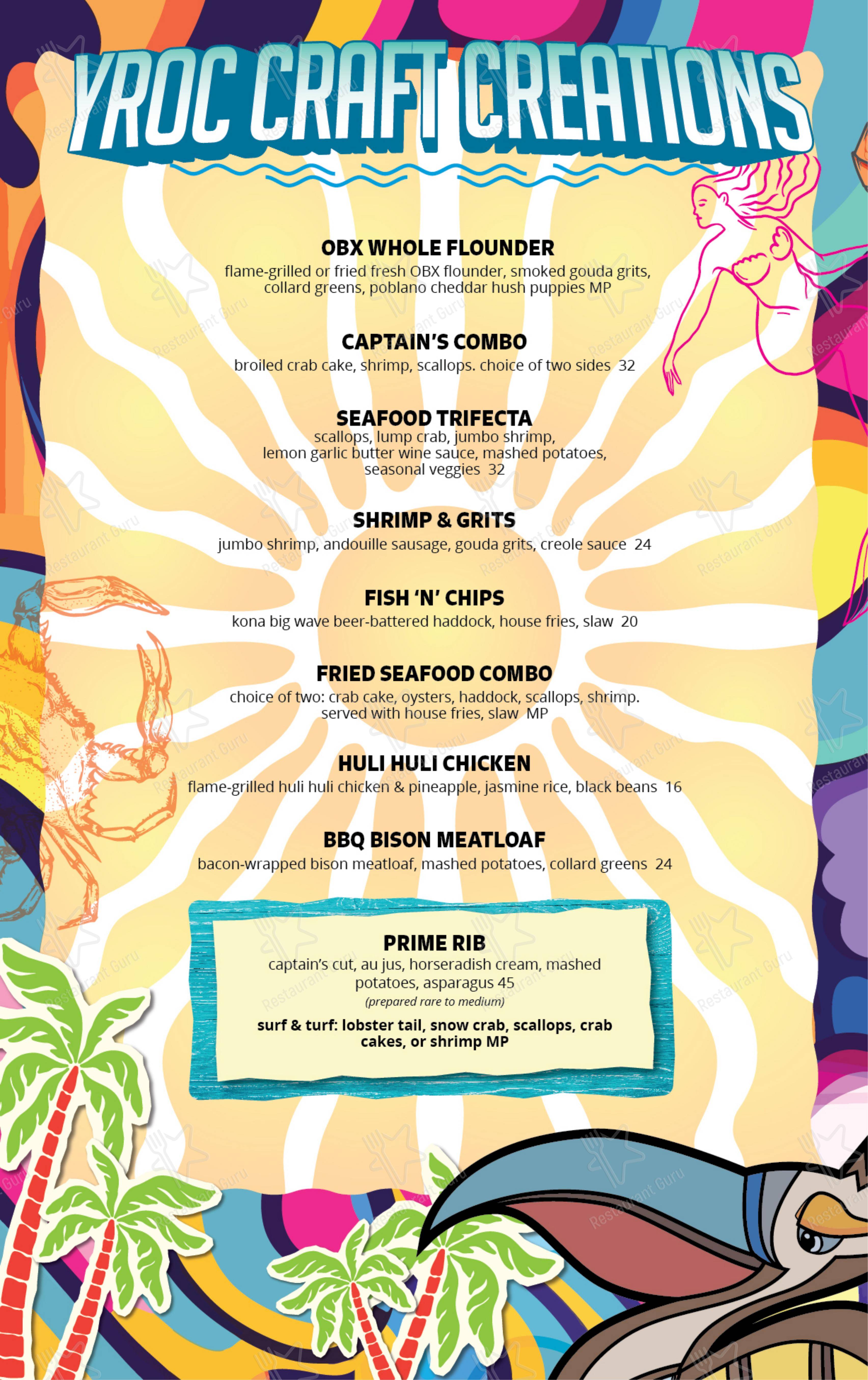 Menu at YROC Coastal Bar & Grill, Gloucester Point