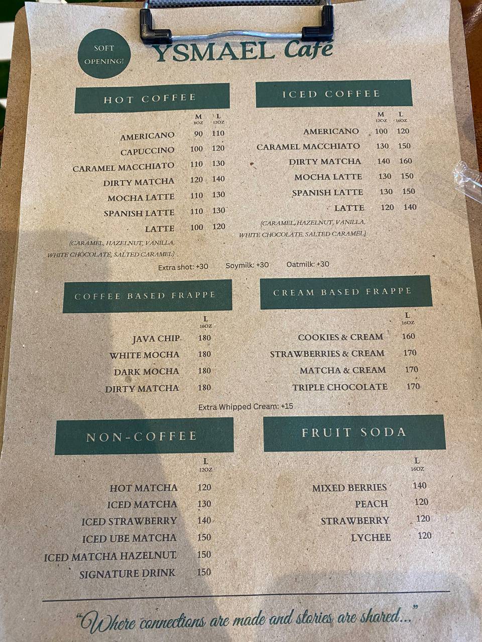 Menu at YSMAEL Kitchen x Bar x Café, Santa Maria