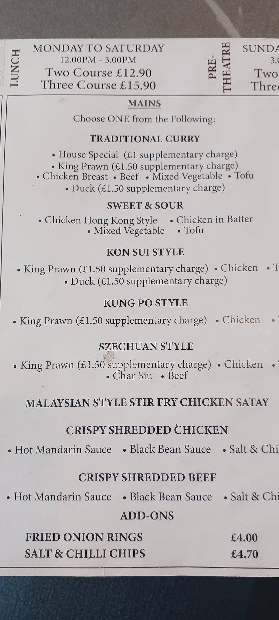 Menu at Yakitori House restaurant, Glasgow