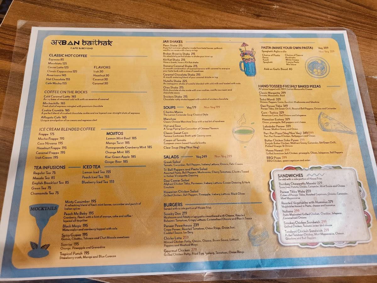 Menu at Urban Baithak, Yamuna Nagar, 171