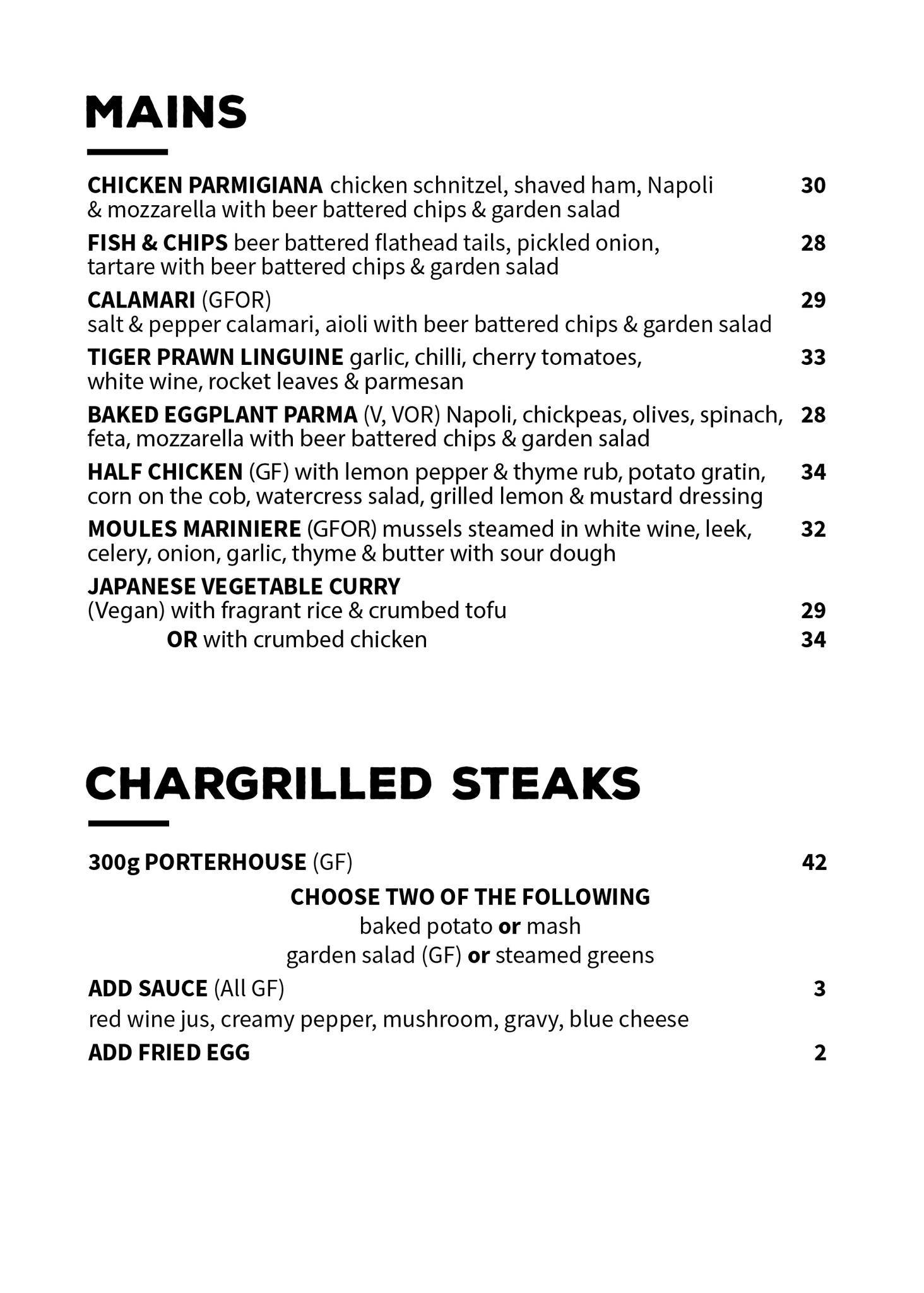 Menu at Yarra Glen Grand Hotel restaurant, Yarra Glen