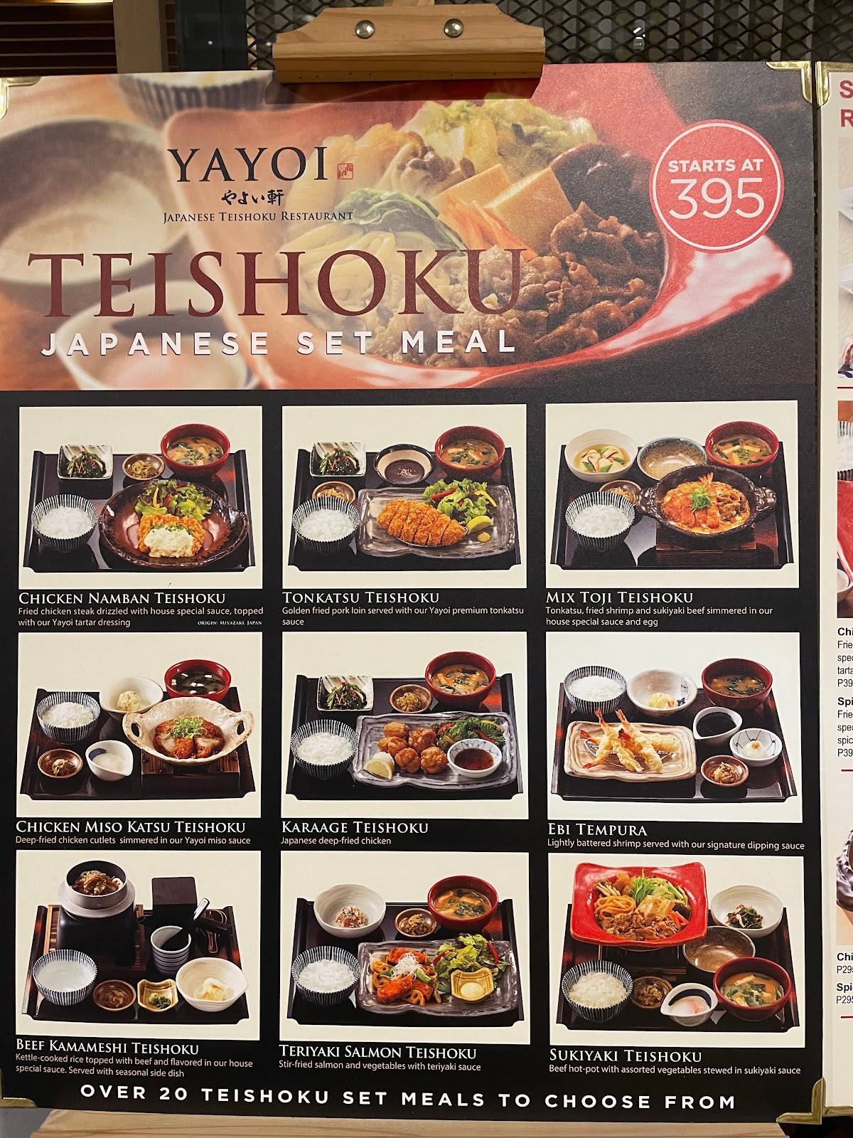 Menu at YAYOI One Bonifacio BGC restaurant, Taguig