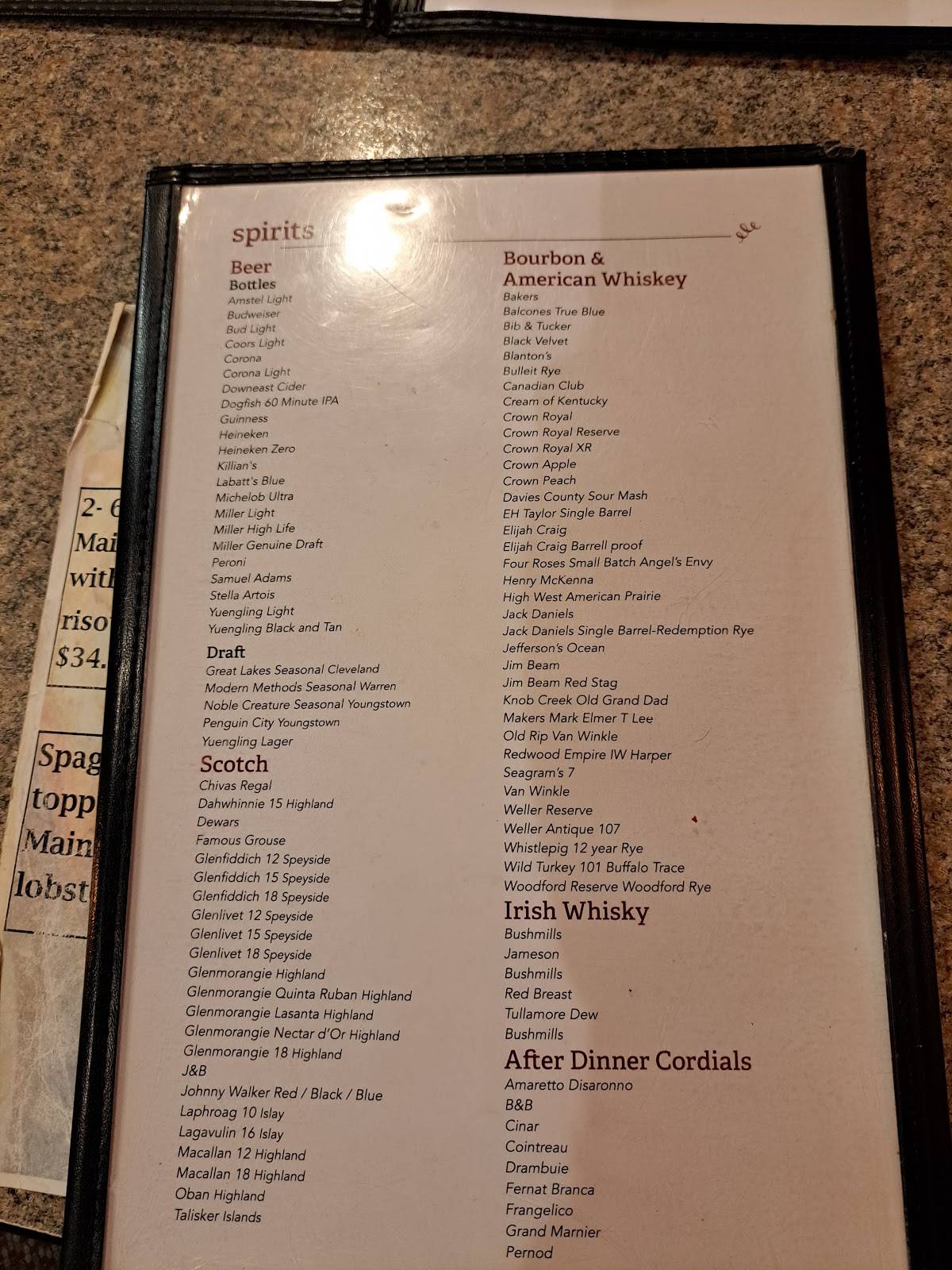 Menu at Station Square restaurant, Youngstown, Belmont Ave