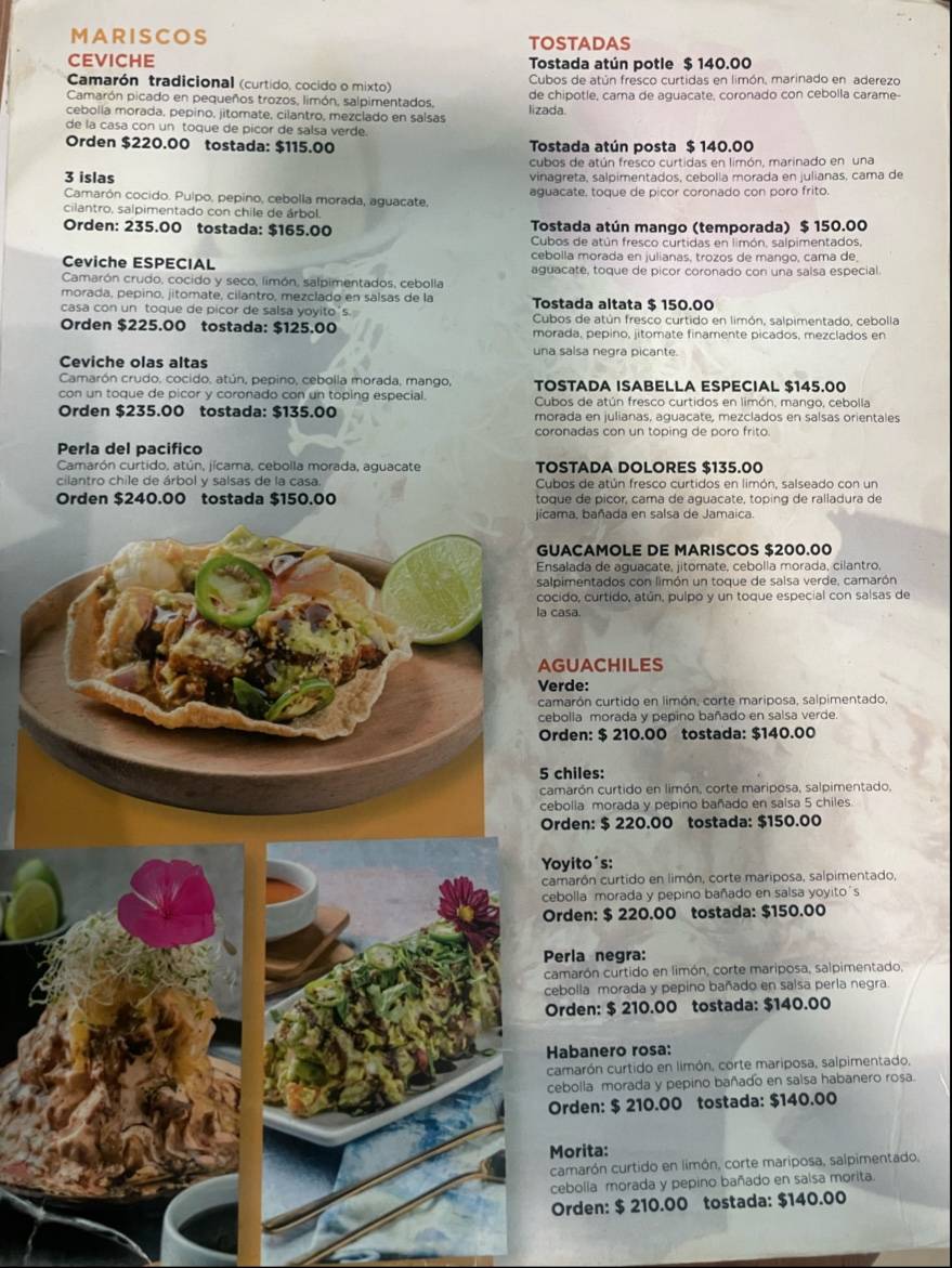 Carta del restaurante Yoyito’s house, Tecomán