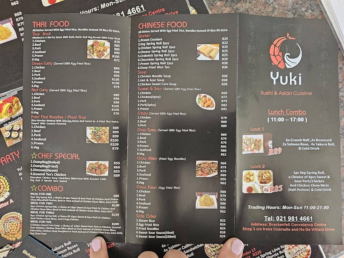 Menu at Yuki Sushi & Asian Cuisine Brackenfell restaurant, Cape Town ...
