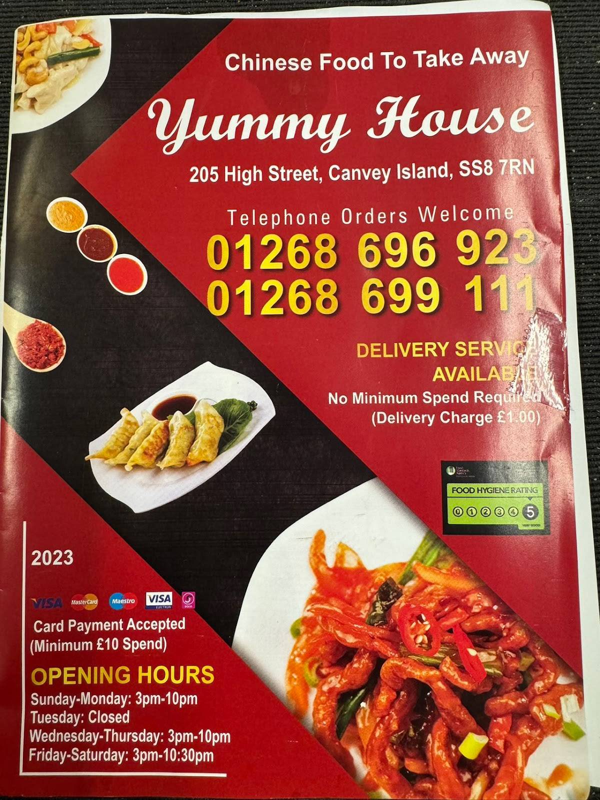 Menu at Yummy House fast food, Canvey Island