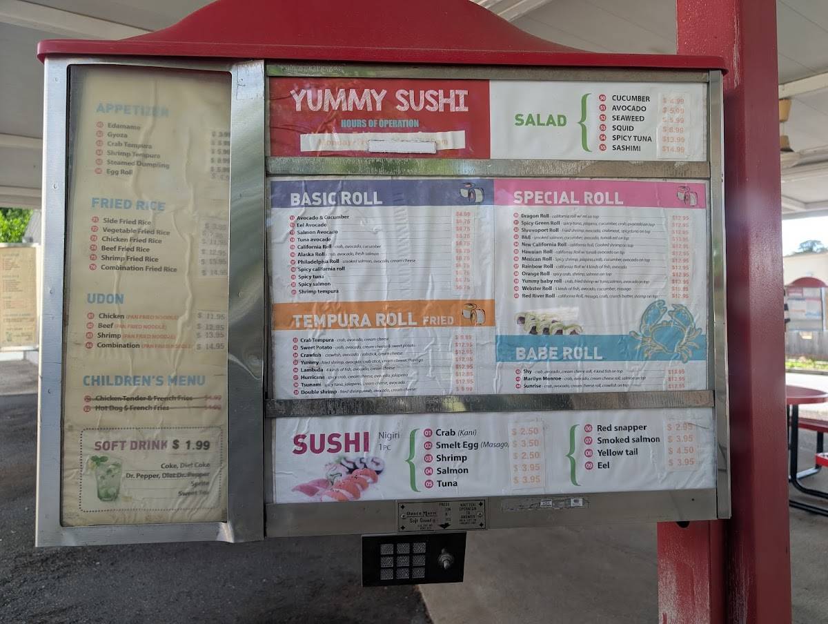 Menu at Yummy Sushi restaurant, Minden