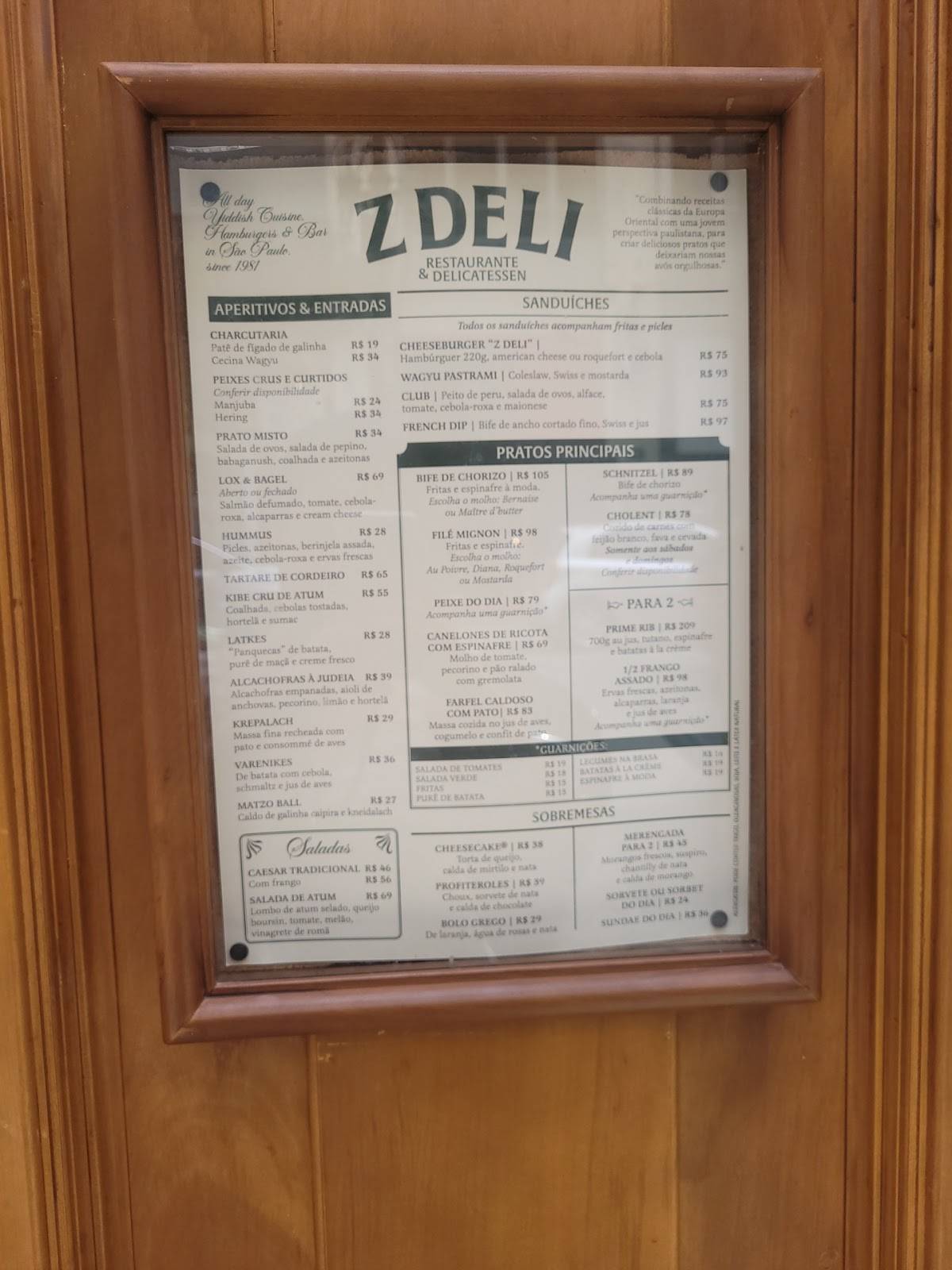 Menu em Z Deli Restaurante & Delicatessen, São Paulo, Alameda Lorena