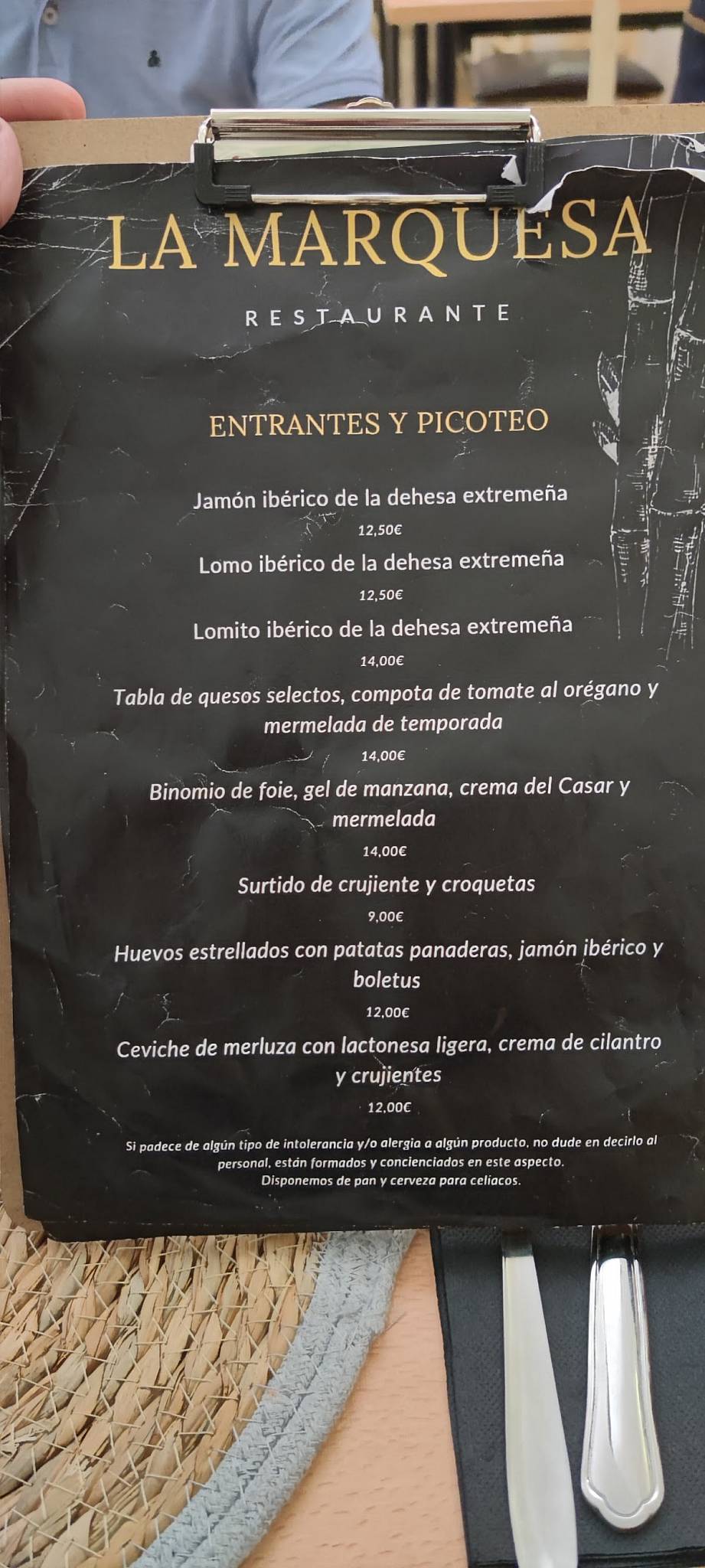 Carta de RESTAURANTE CAFE BAR LA MARQUESA, Zafra