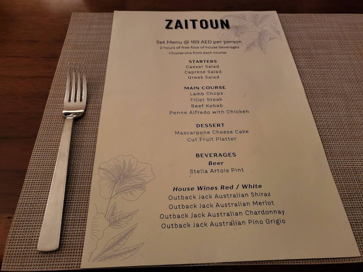 Menu at Zaitoun restaurant, Ruwais, 5J7R+RRQ - Abu Dhabi-Sila Road (E ...