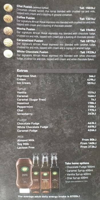 Menu at Zarraffa's Coffee Booval cafe, Booval, 106 Brisbane Rd