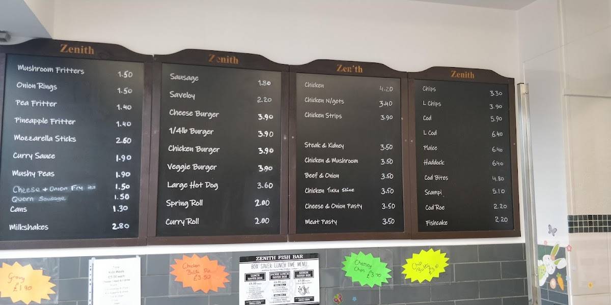Menu at Zenith Fish Bar, Andover