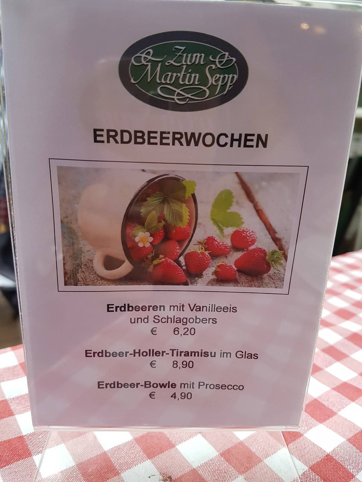 Speisekarte von Zum Martin Sepp restaurant, Wien
