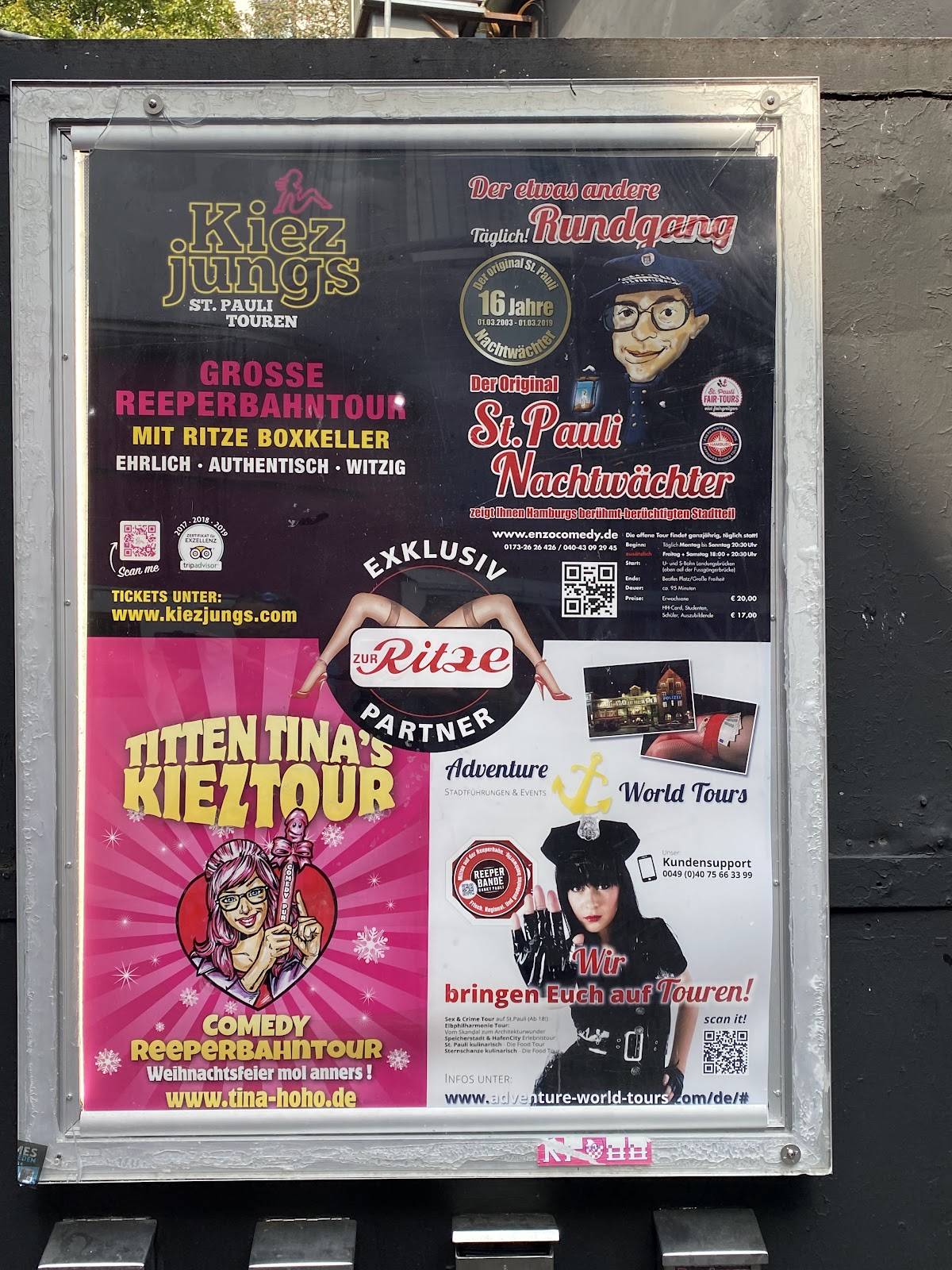 Menu at Zur Ritze pub & bar, Hamburg, Reeperbahn 140