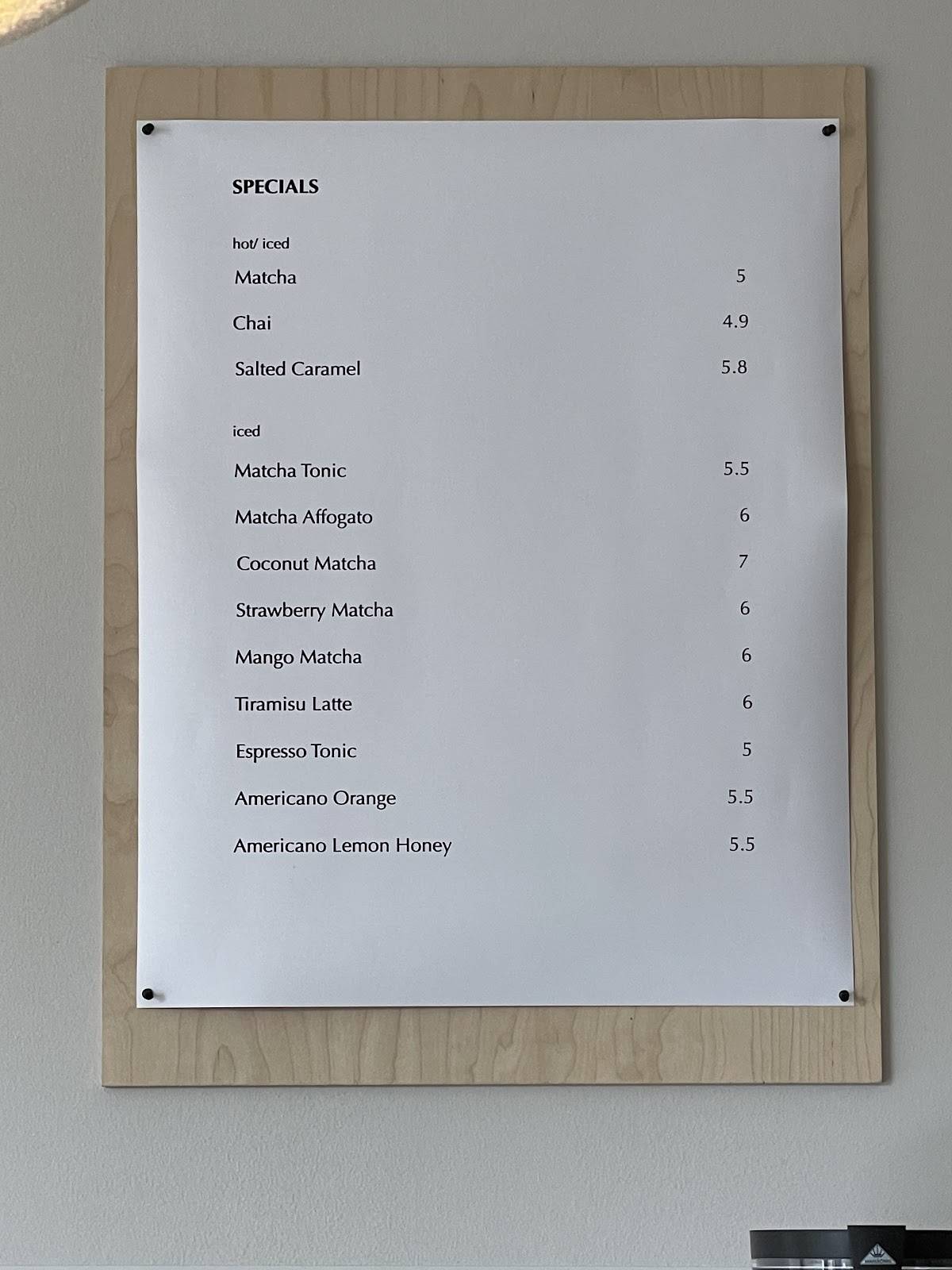 Menu at après coffee, Mainz