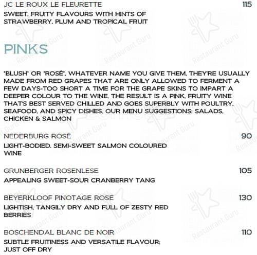 Menu at Baobab Cafe & Grill, Pretoria, Menlyn Shopping Centre